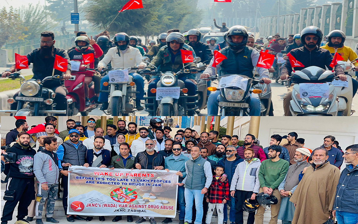 Tanvir Sadiq leads NC’s bike rally against drug addiction in Srinagar ...